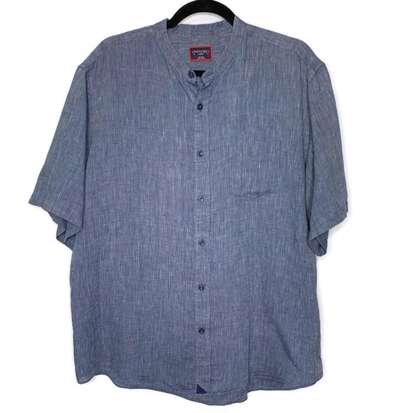 UNTUCKit | Shirts | Untuckit Mens Blue Pinstripe 0 Linen Mandarin ...